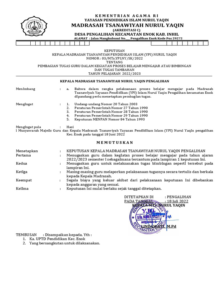 SK Tugas Ganjil 2022-2023 | PDF