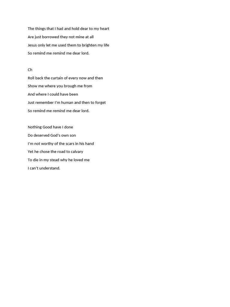 Remind Me Lyrics | PDF