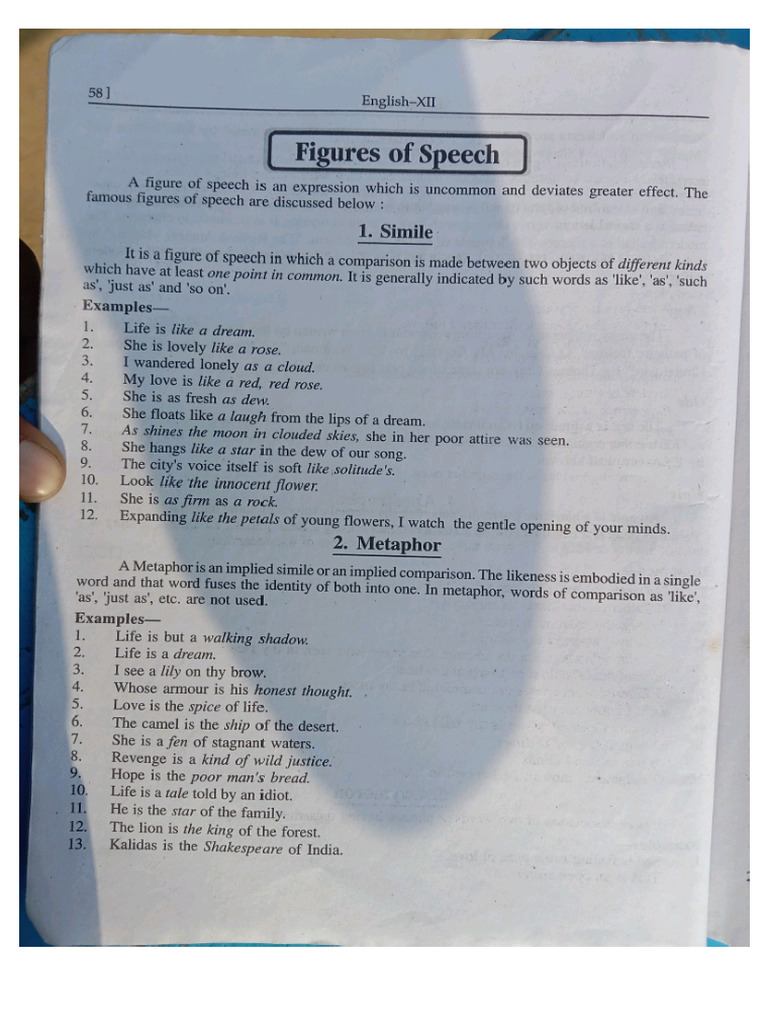 Figures of Speech Class 12 | PDF
