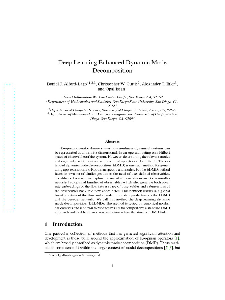 Deep Learning Enhanced Dynamic Mode (오토인코더 EDMD) | PDF | Mathematical Physics | Applied Mathematics
