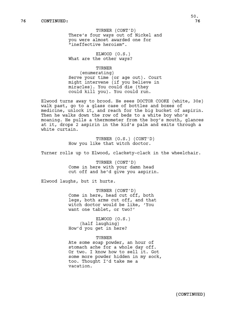 Nickel Boys Script Excerpt Analysis | PDF