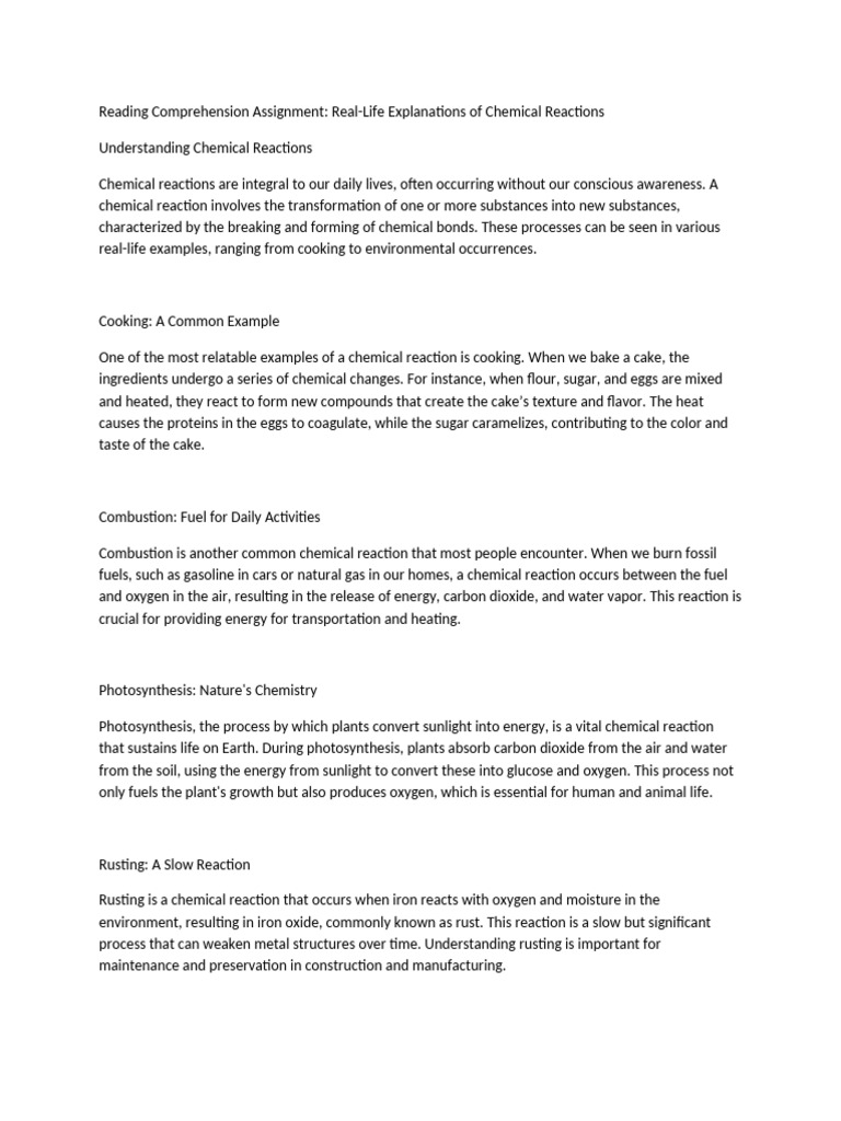 Real-Life Chemical Reactions Explained | PDF