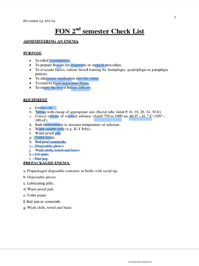 FON II Checklist | PDF