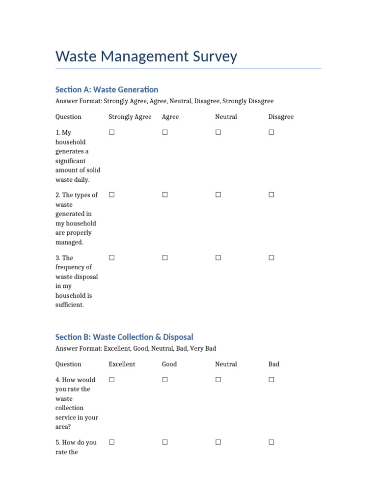 Waste Management Survey With Table | PDF | Waste Management | Waste
