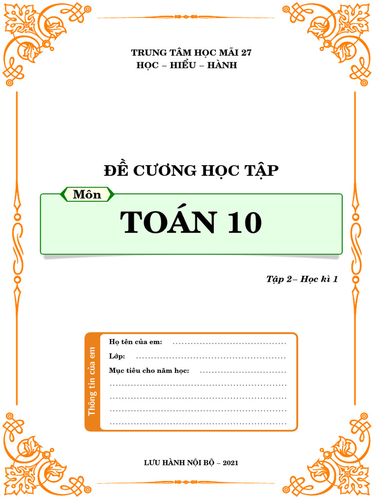 Toán 10 Tập 2 Hk1-Trống | PDF