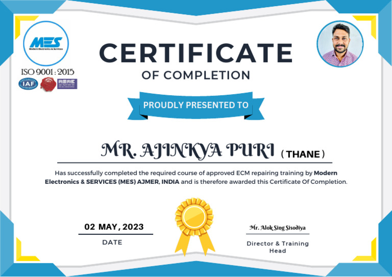 AJINKYA Sir Certificate | PDF