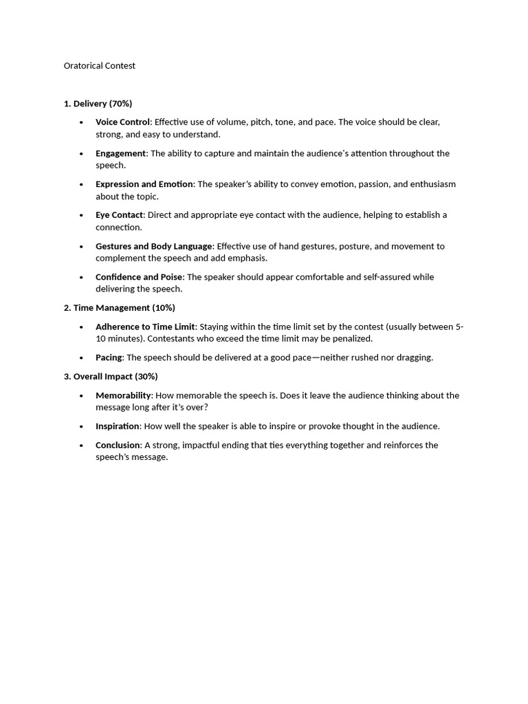 Oratorical and Declamation Contest | PDF | Body Language | Speech