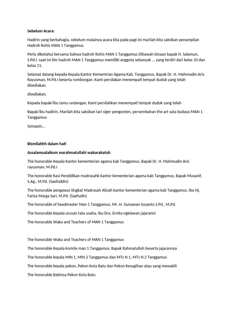 Text MC Perpisahan 2025 | PDF