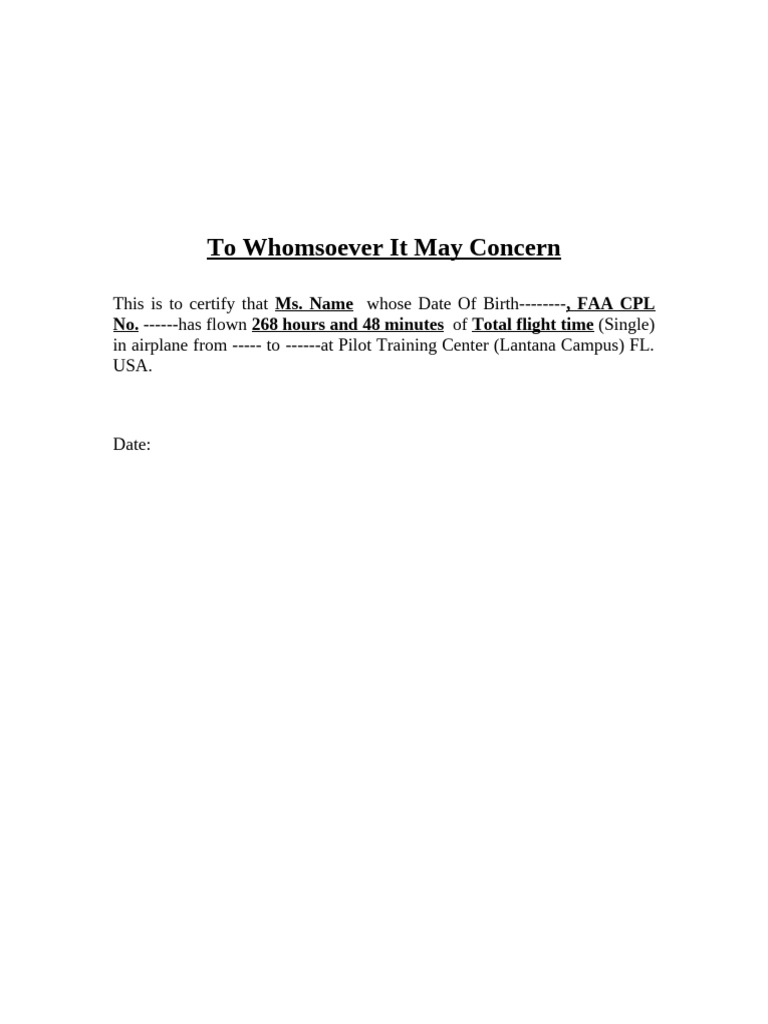 Total Flight Time Statement | PDF