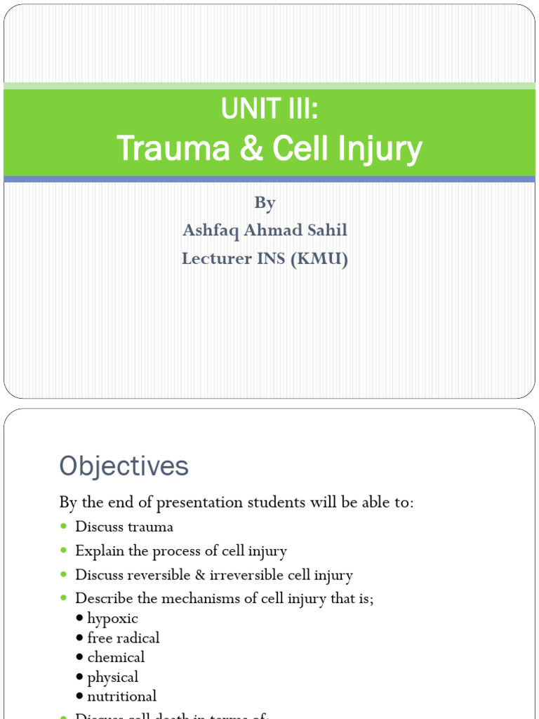 Trauma & cell injury | PDF | Radical (Chemistry) | Radiation