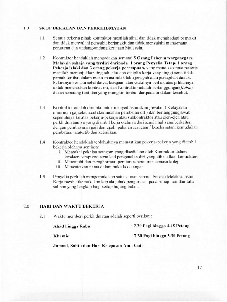 Skop Bekalan Dan Perkhidmatan Kebersihan | PDF