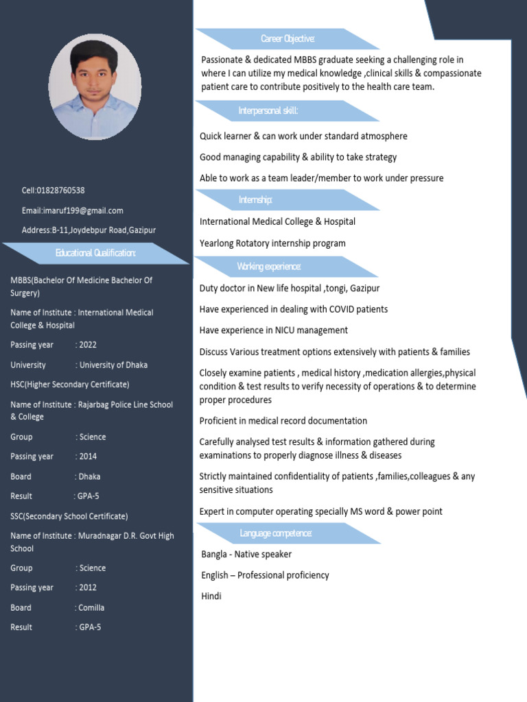 cv page 1 MARUF | PDF | Medical School | Social Programs