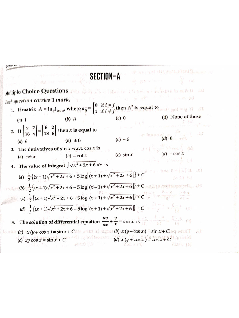 Maths Class 12 Sample Paper 2 | PDF