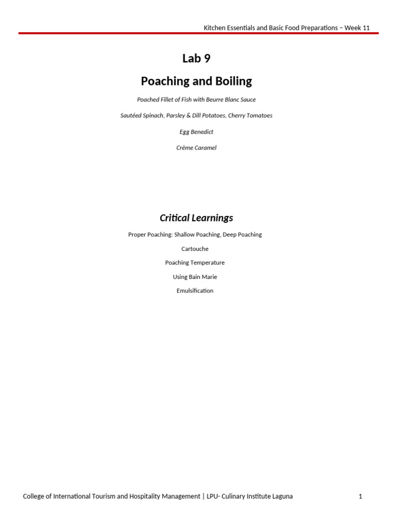 Basic Culinary - Poaching and Boiling | PDF | Cooking | Sauce
