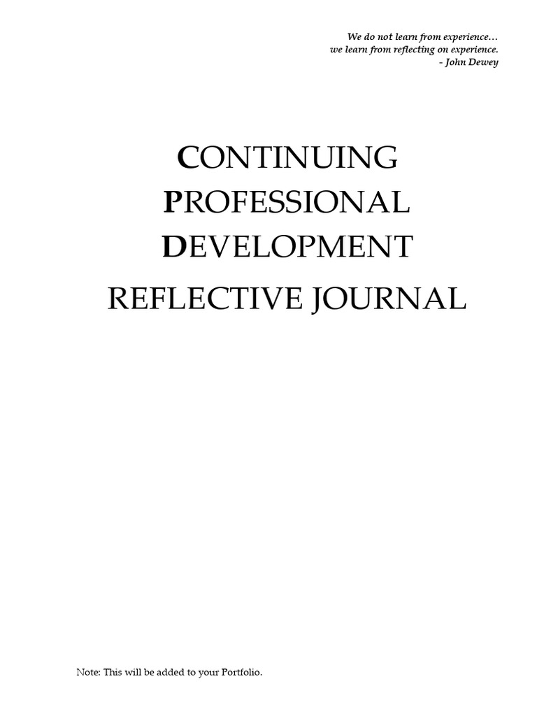 CPD Reflective Journal 1 | PDF | Experience | Education Theory