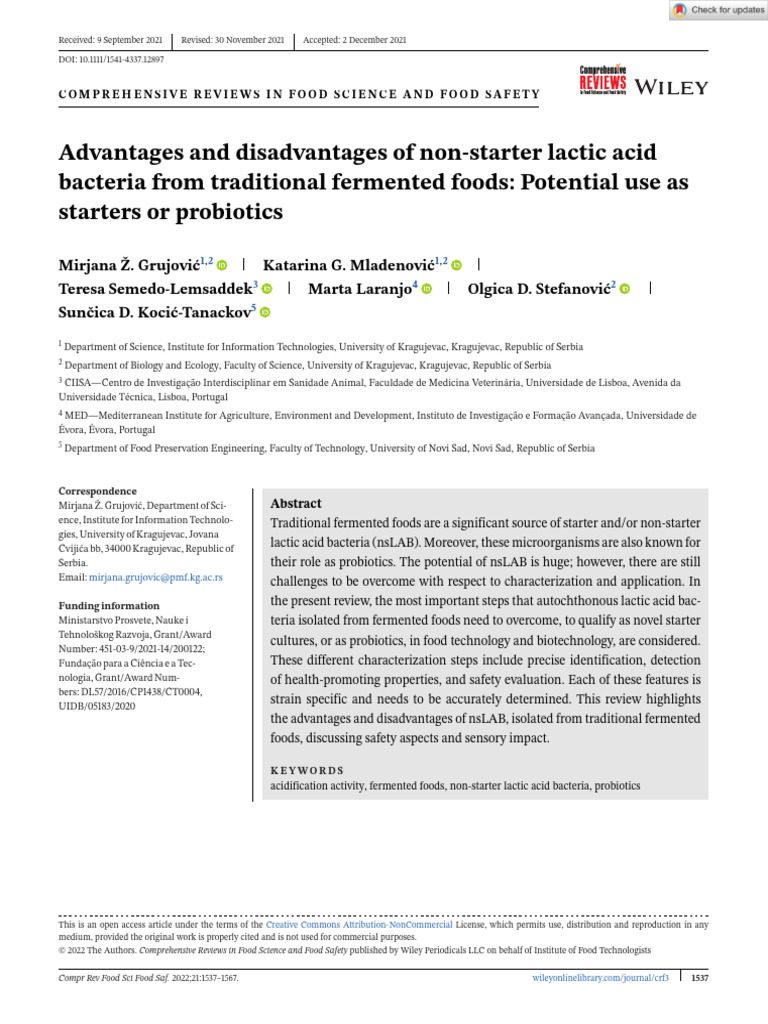 Disadvantages of Non-Starter LAB | PDF | Probiotic | Lactobacillus