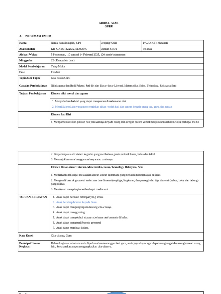 MODUL AJAR Minggu 22 | PDF