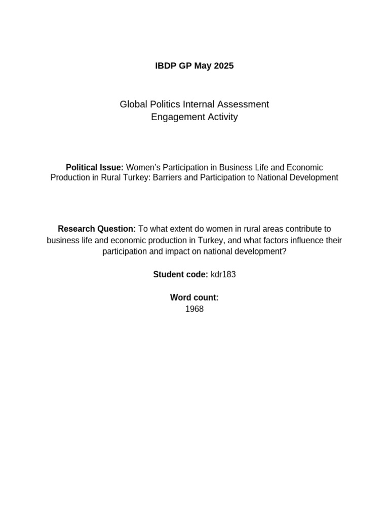 Ayşe Gürer GloPo PEA Submission | PDF | Empowerment | Gender Equality