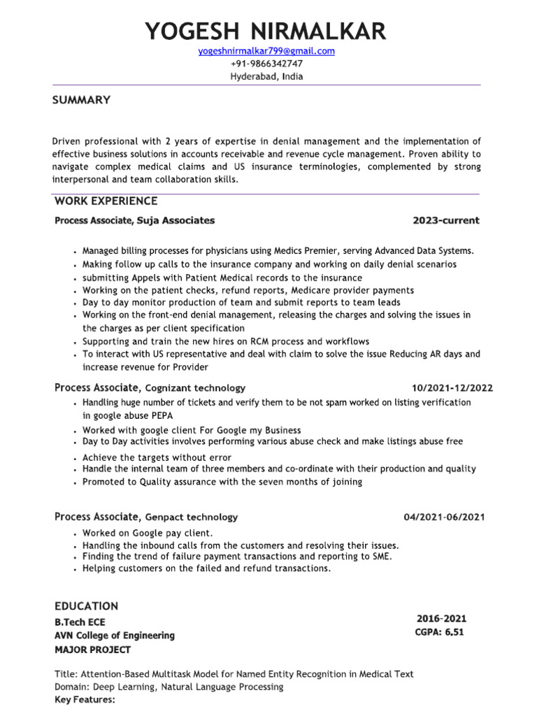 Yogesh Nirmalkar Resume 799 | PDF