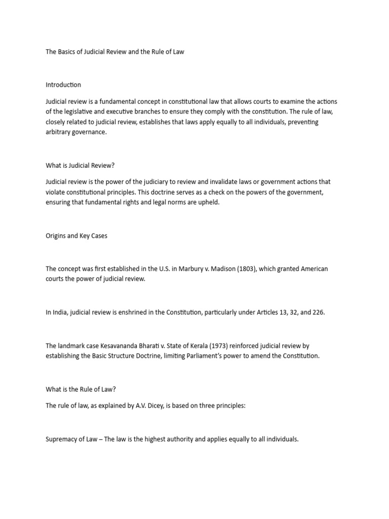 The Basics of Judicial Review and The Rule of Law | PDF