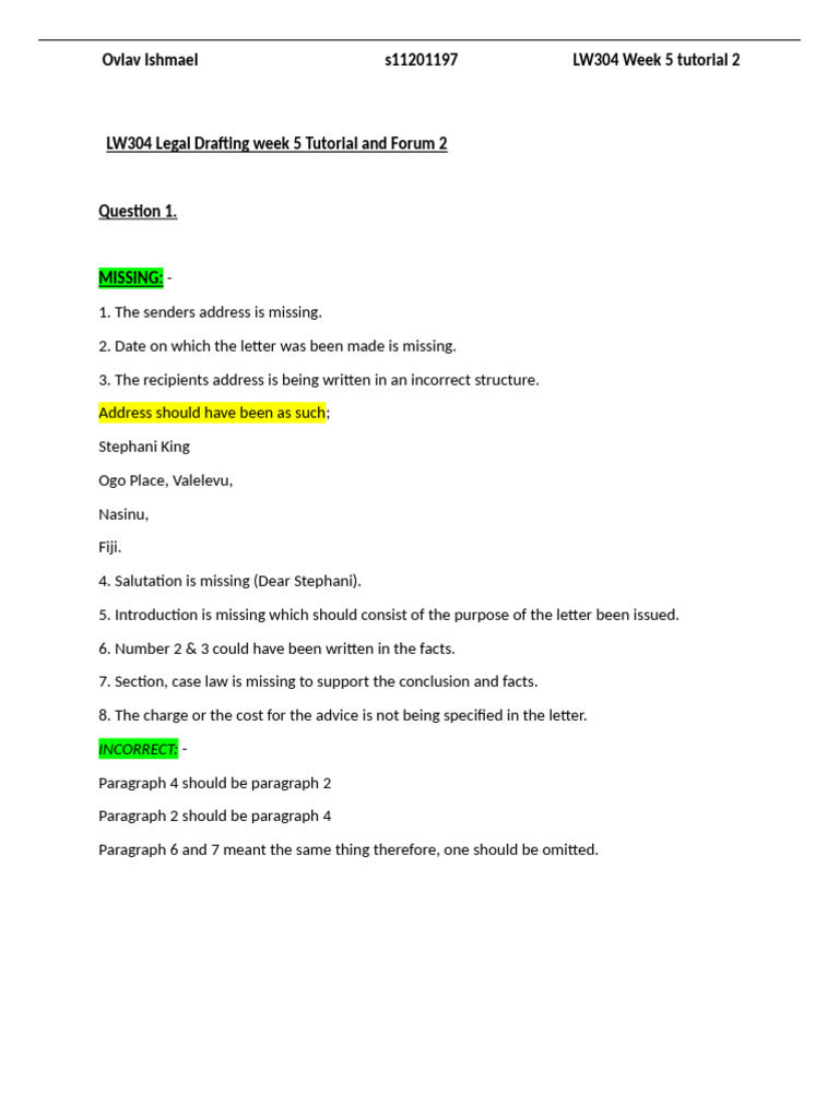 LW304 Tutorial 2 Week 5 | PDF | Assault | Misconduct