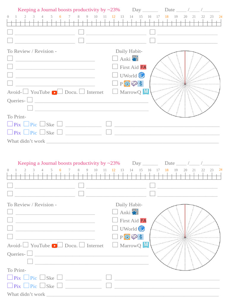 Neet PG Usmle Day Planner A4 Compress | PDF