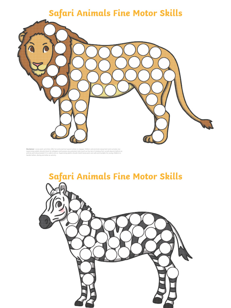 Safari Animals Fine Motor Skills Activities | PDF