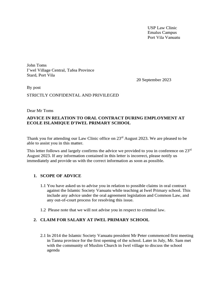 Sample Letter of Advice | PDF | Employment | Salary