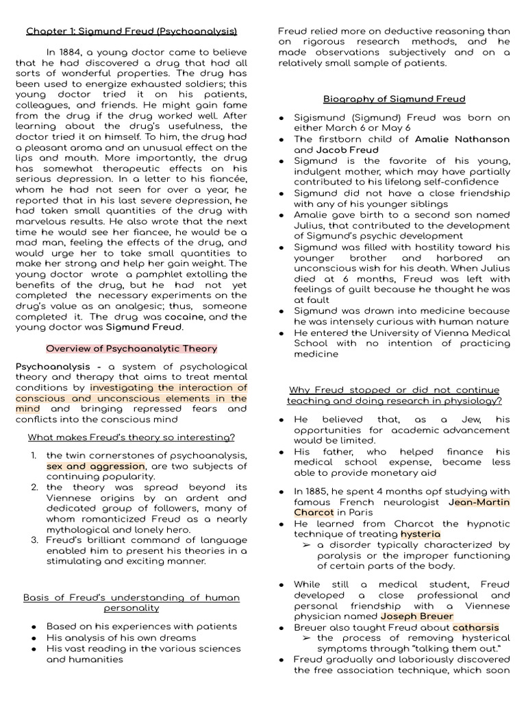 Chapter 1: Sigmund Freud (Psychoanalysis) | PDF | Sigmund Freud ...