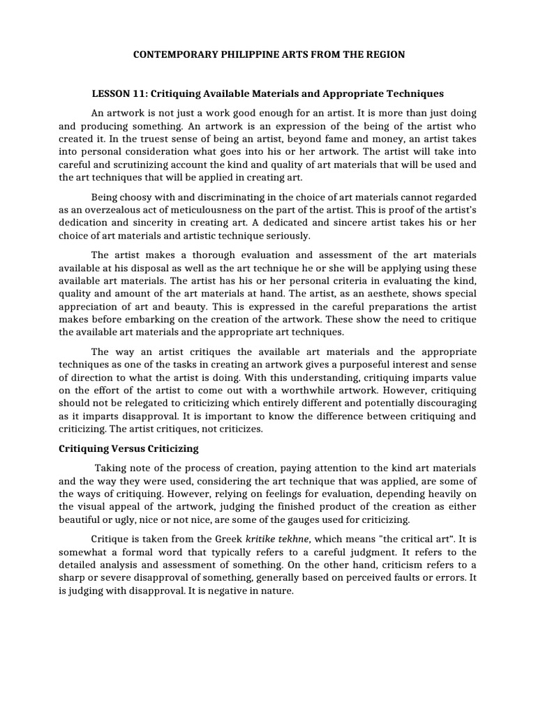 Module 11 - Contemporary Philippine Arts From The Region | PDF ...
