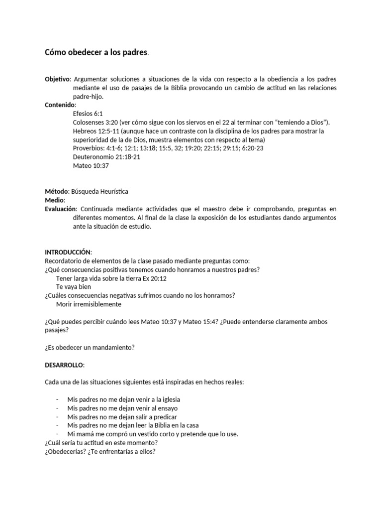 Como Obedecer A Los Padres | PDF | Dios