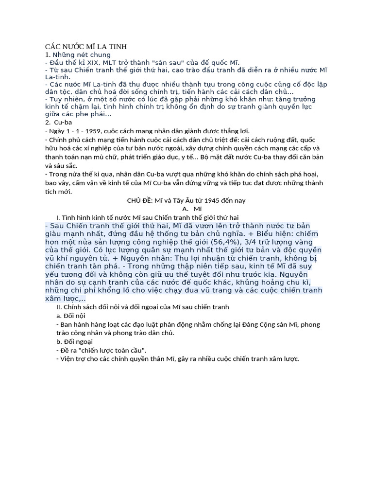 Các Nước Mĩ La Tinh | PDF