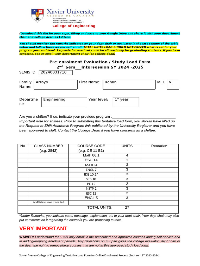 TENTATIVE-LOAD-FORM-online-rohan | PDF