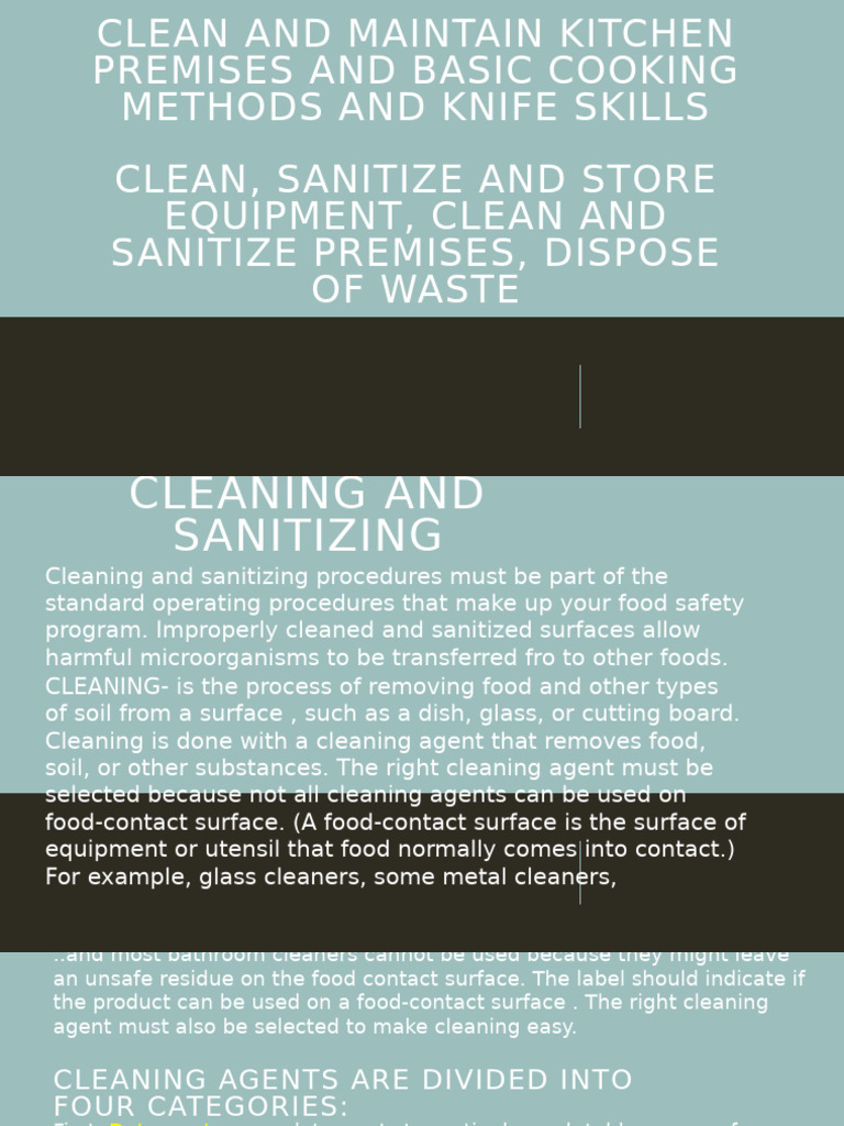 Clean and Sanitize (Autosaved) | PDF | Knife | Cookware And Bakeware