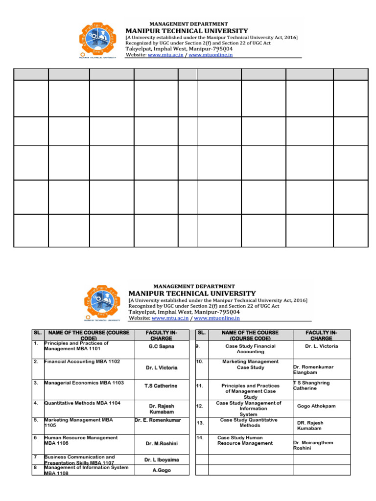 MBA Semester Timetable AY 2024-25 | PDF | Master Of Business Administration | Business Economics