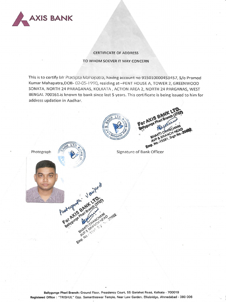 Axis Bank Letter | PDF