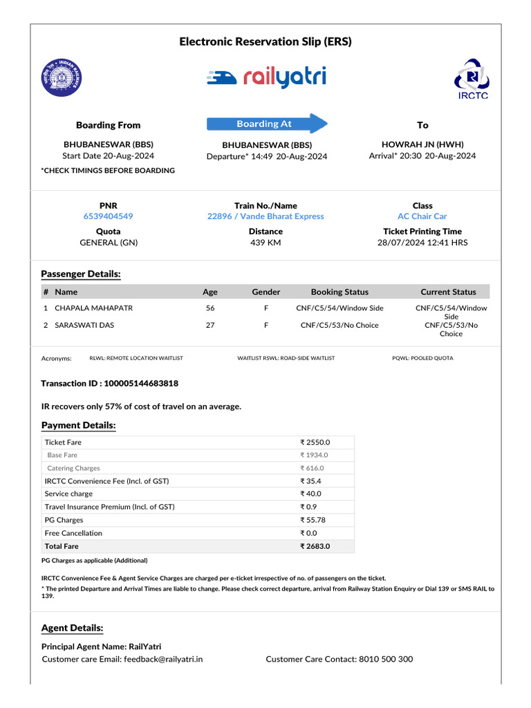 Httpsimages - Railyatri.ininvoicesticket 4 PDF | PDF | Identity Document