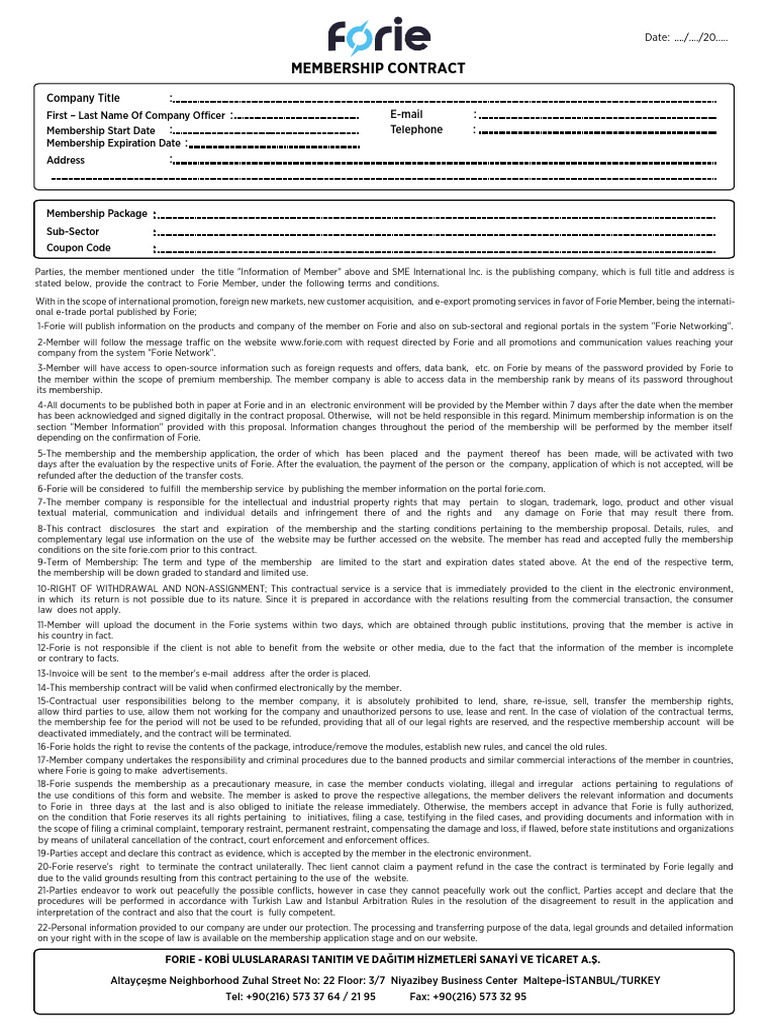 Forie Membership Contract-PROMOTION CODE | PDF | Justice | Crime & Violence