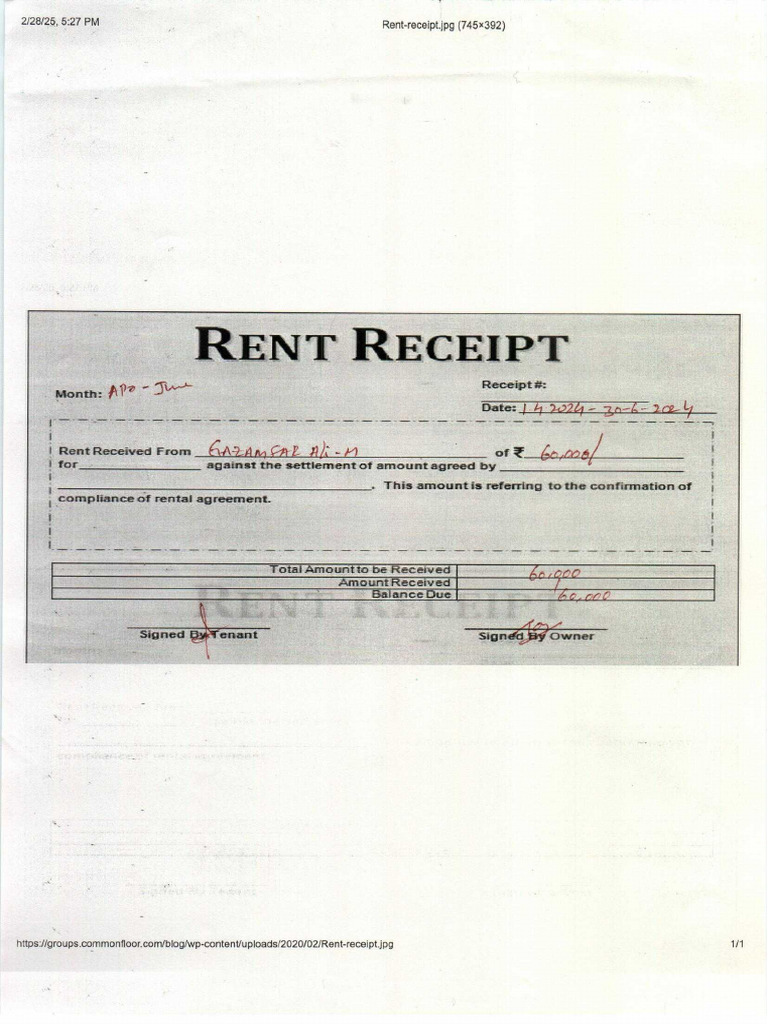 Rent Receipts | PDF