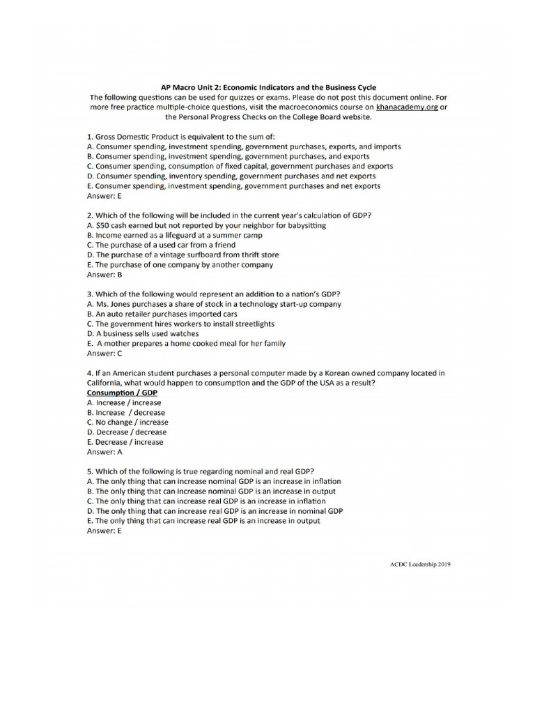 Macro - Unit 2 ACDC MCQ | PDF
