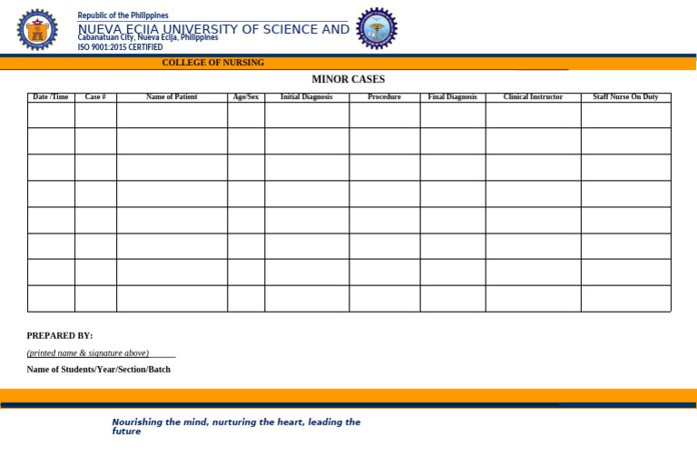 Template for Minor Cases | PDF