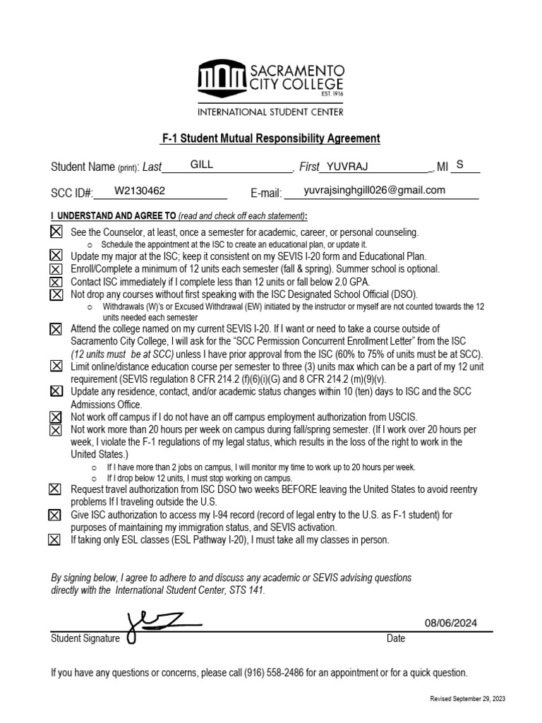 F-1 Student Responsibility Guide | PDF