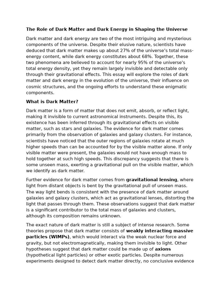 Dark Matter and Energy: Universe's Mysteries | PDF | Dark Matter | Dark ...