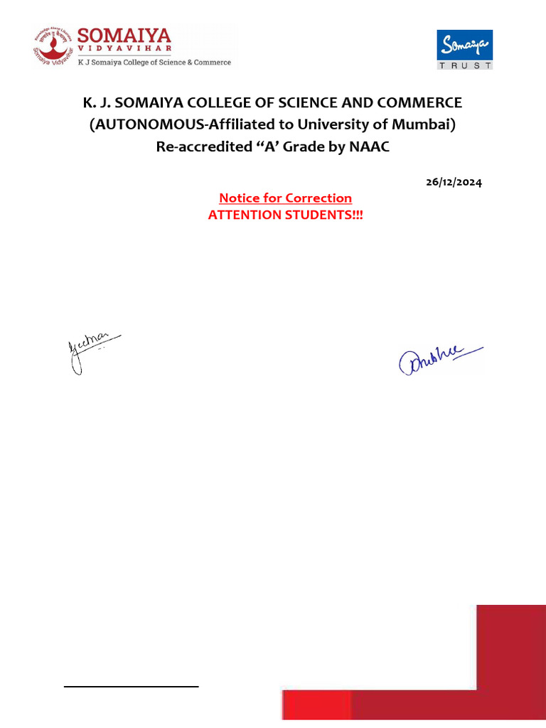 Notice+for+Correction+ +S.Y.bcom+Sem+3+Regular | PDF