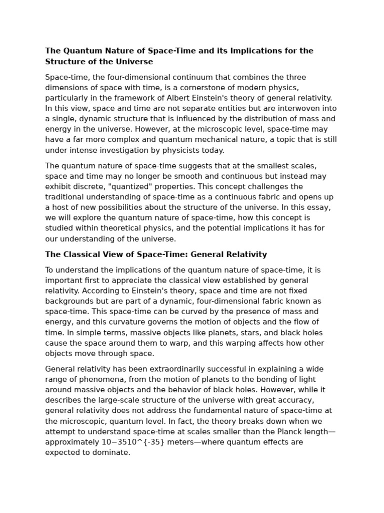 Quantum Space-Time and Universe Structure | PDF | Quantum Mechanics ...
