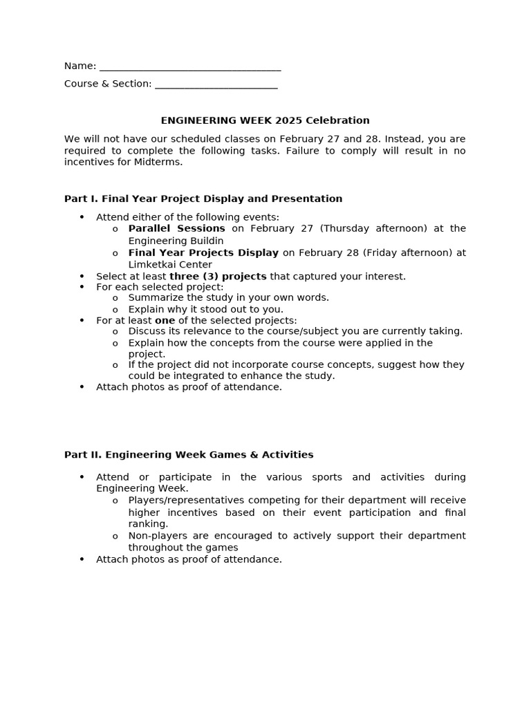 Engineering Week 2025 Activities Guide | PDF