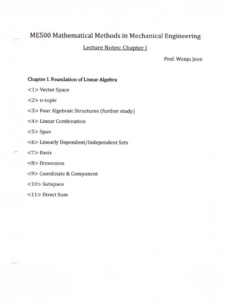 ME500 - Lecture Notes - Chapter1 | PDF