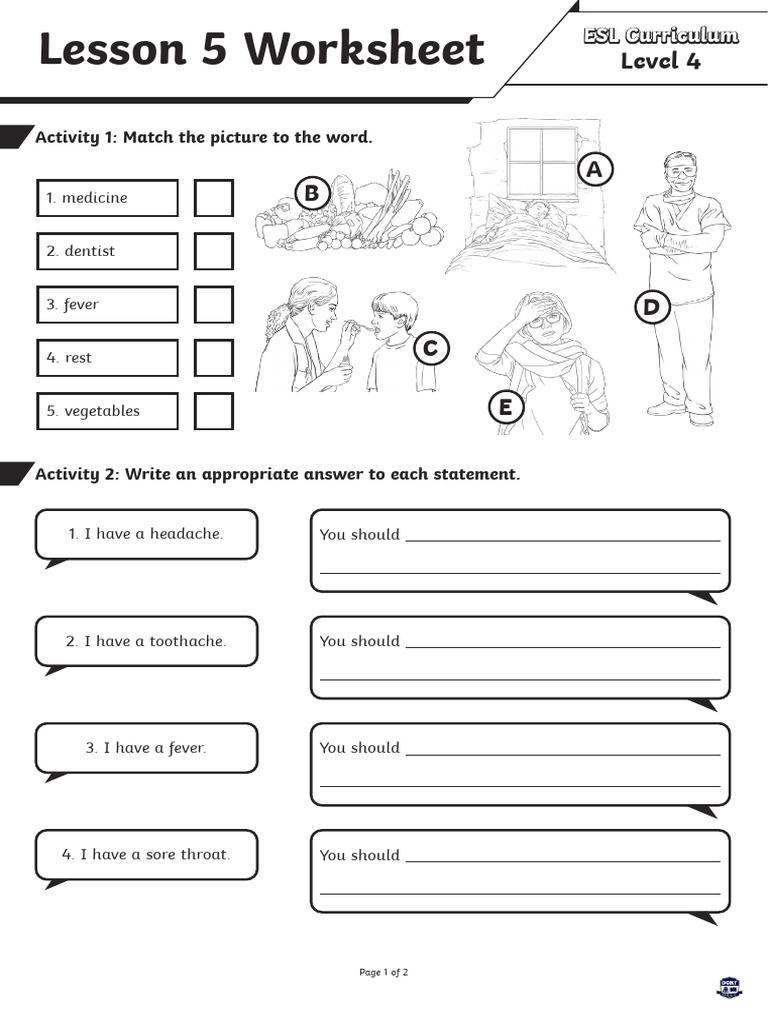 T 1685954044b Esl Curriculum Level 4 Lesson 5 Worksheet Black and White ...