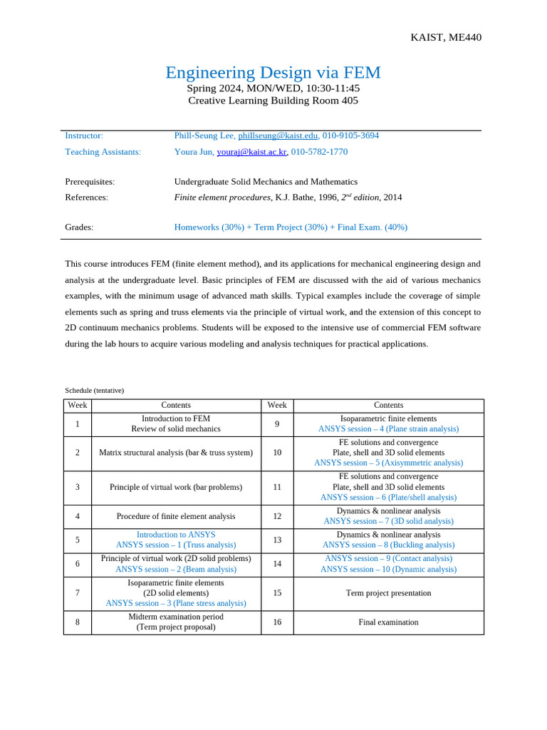 2025 Design FEM Syllabus | PDF | Finite Element Method | Structural Analysis