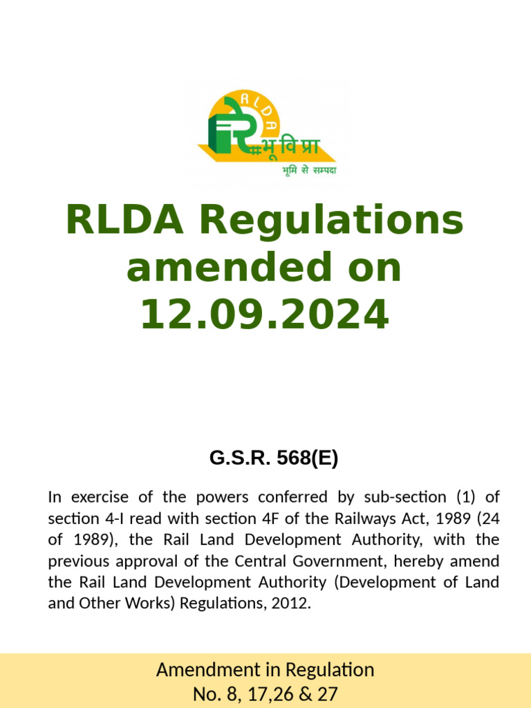 RLDA Amended Regulation | PDF | Lease | Common Law